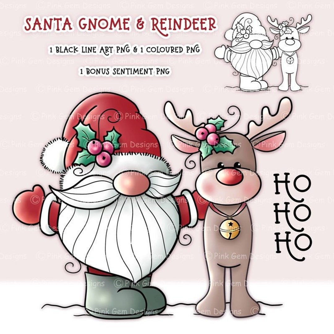 Digi Stamp, Santa Gnome and Reindeer Tomte, Nisse Nordic Christmas ...