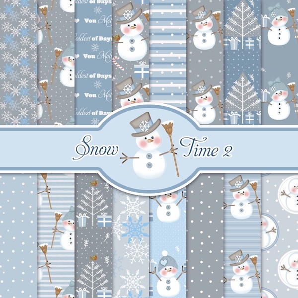 Christmas and Snowman Digital Paper - Etsy