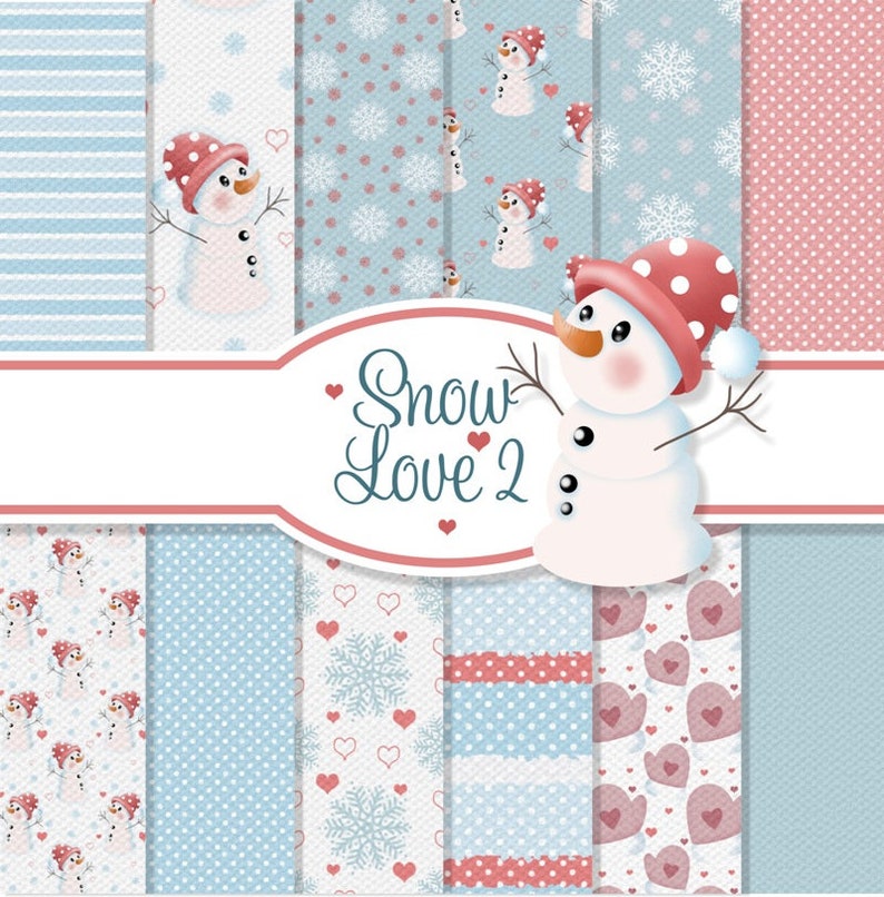 Snowman Digital Paper Pack, Winter Patterns (digital Download) - Etsy