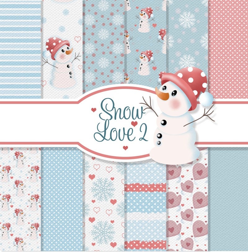 Snowman Digital Paper Pack, Winter Patterns (digital Download) - Etsy