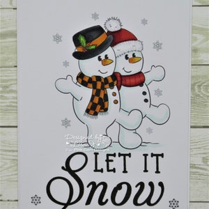Digi Stamp Snowmen 'snow Buddies', 1 Pre Coloured & 1 Black Line Art ...