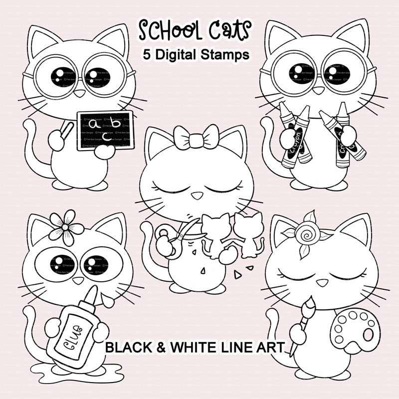 Cat Digital Stamp - Etsy