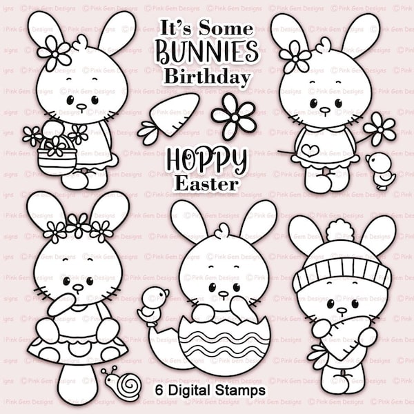 Bunny Digital Stamp - Etsy
