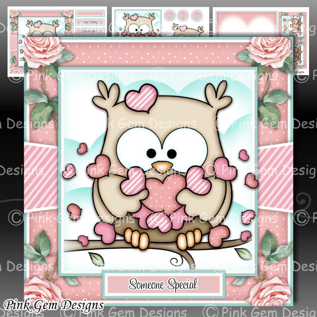 Downloadable Card Kit Love Owl. Card Making Download. 3 A4 - Etsy
