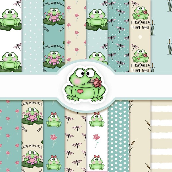 Frog Scrapbook Paper - Etsy