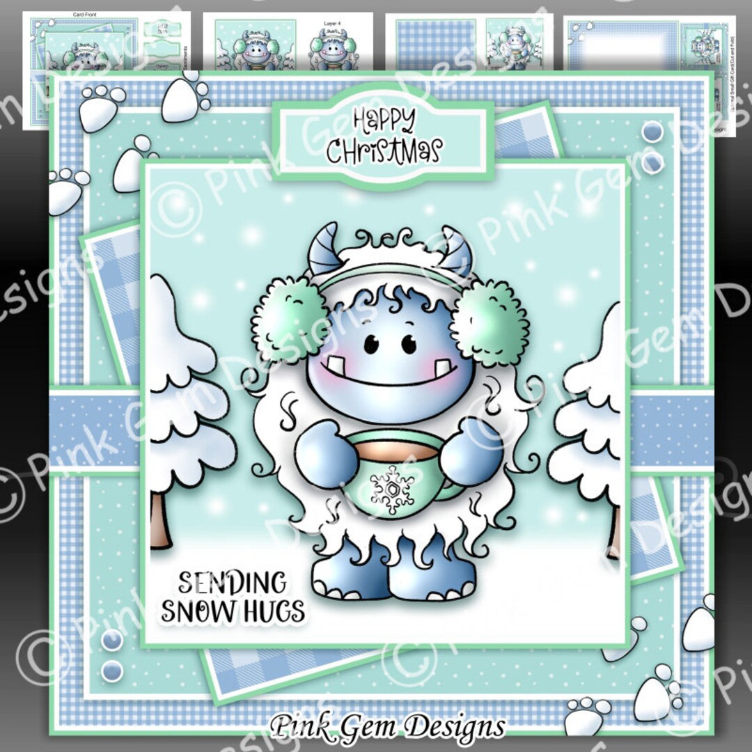 Sending Snow Hugs - Yeti Downloadable Card Kit With Decoupage ...