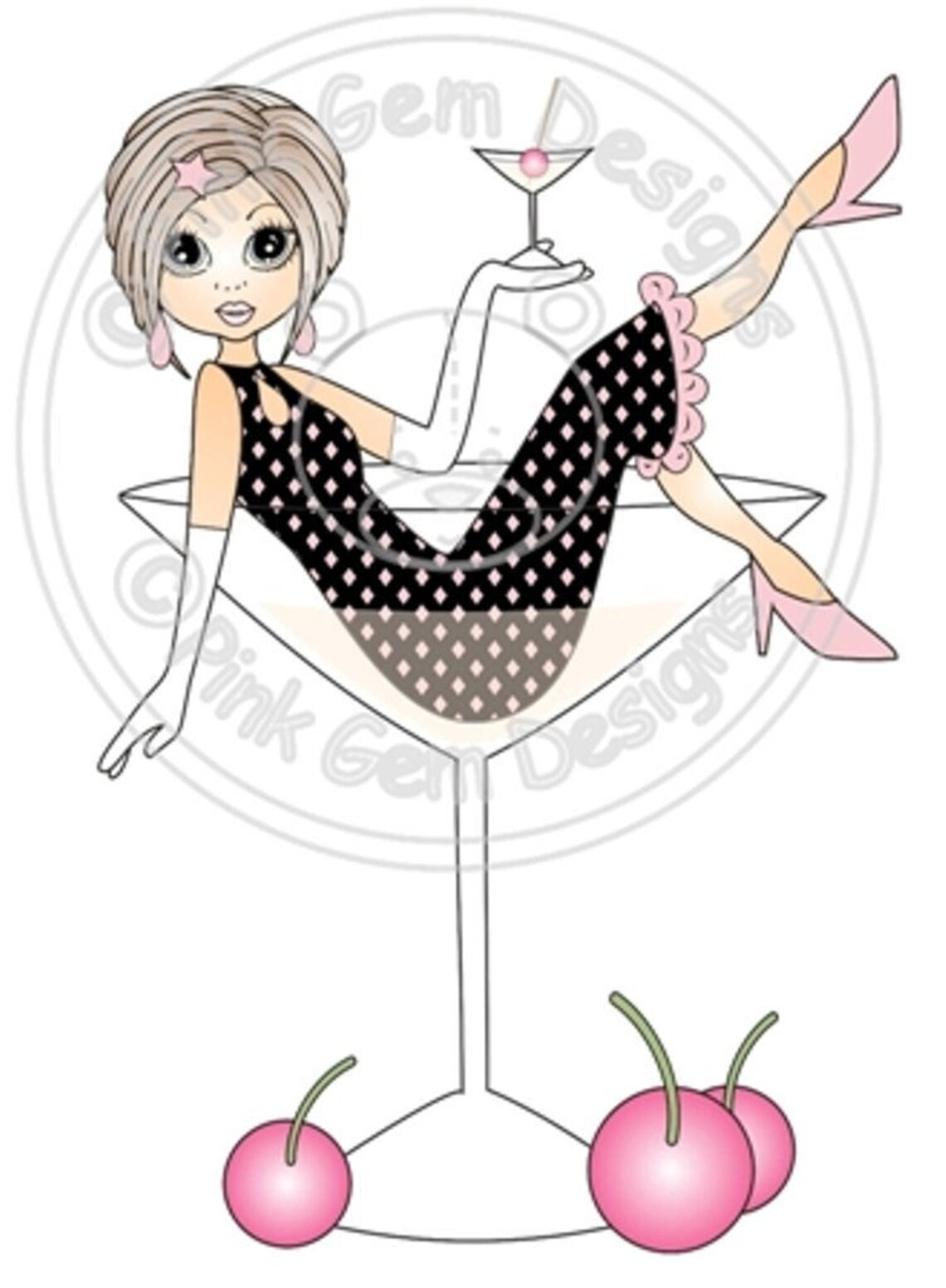 Digital Digi Stamp Cocktail Emma. Girls Female Birthday - Etsy