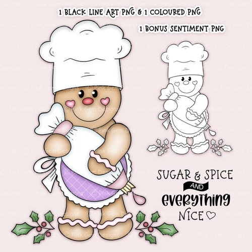 Digi Stamp 'baking Ginger' Gingerbread Man. 1 Black - Etsy