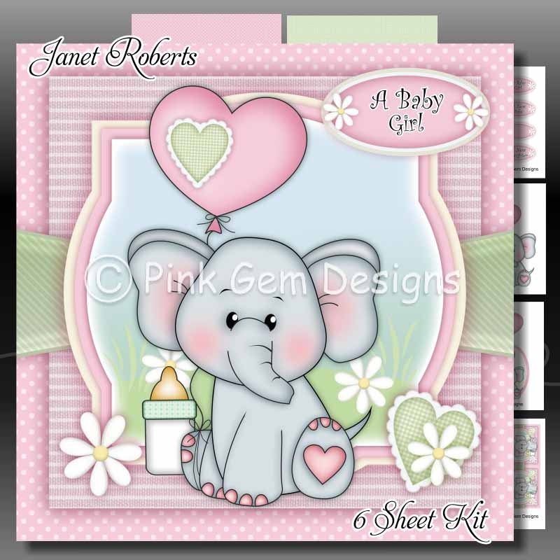 Downloadable Card Kit Ella With Heart Balloon Pink. Card | Etsy
