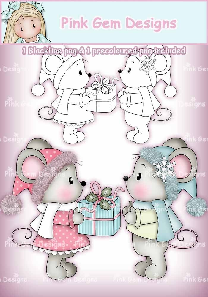 Digi Stamp Christmas Gift MiceMakes Cute Christmas | Etsy