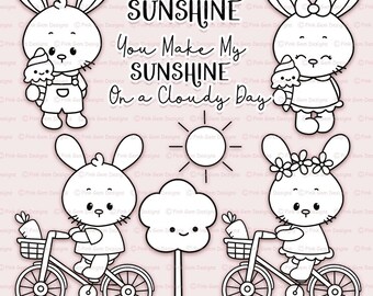 Bunny Digi Digital Stamp - Etsy