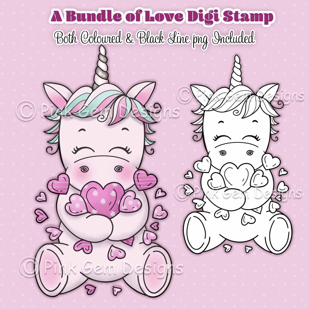 Digi Stamp A Bundle of Love Unicorn Birthday Party - Etsy