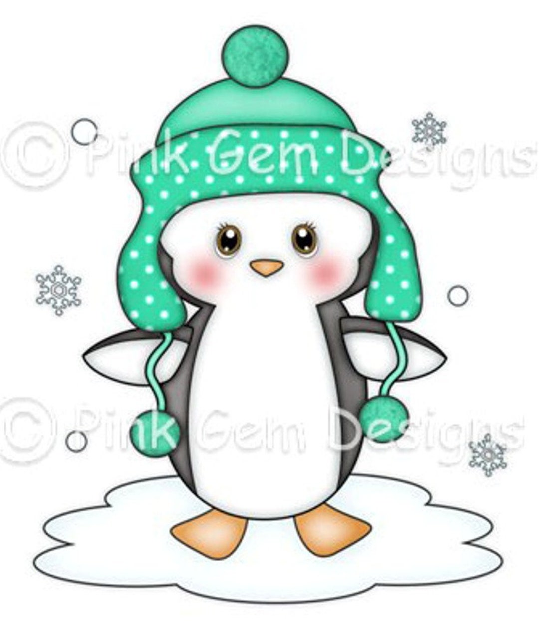 Digi Stamp 'penguin in Pom Pom Hat' . Makes Cute Christmas Cards. - Etsy