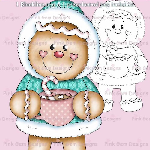 Digi Stamp 'baking Ginger' Gingerbread Man. 1 Black - Etsy