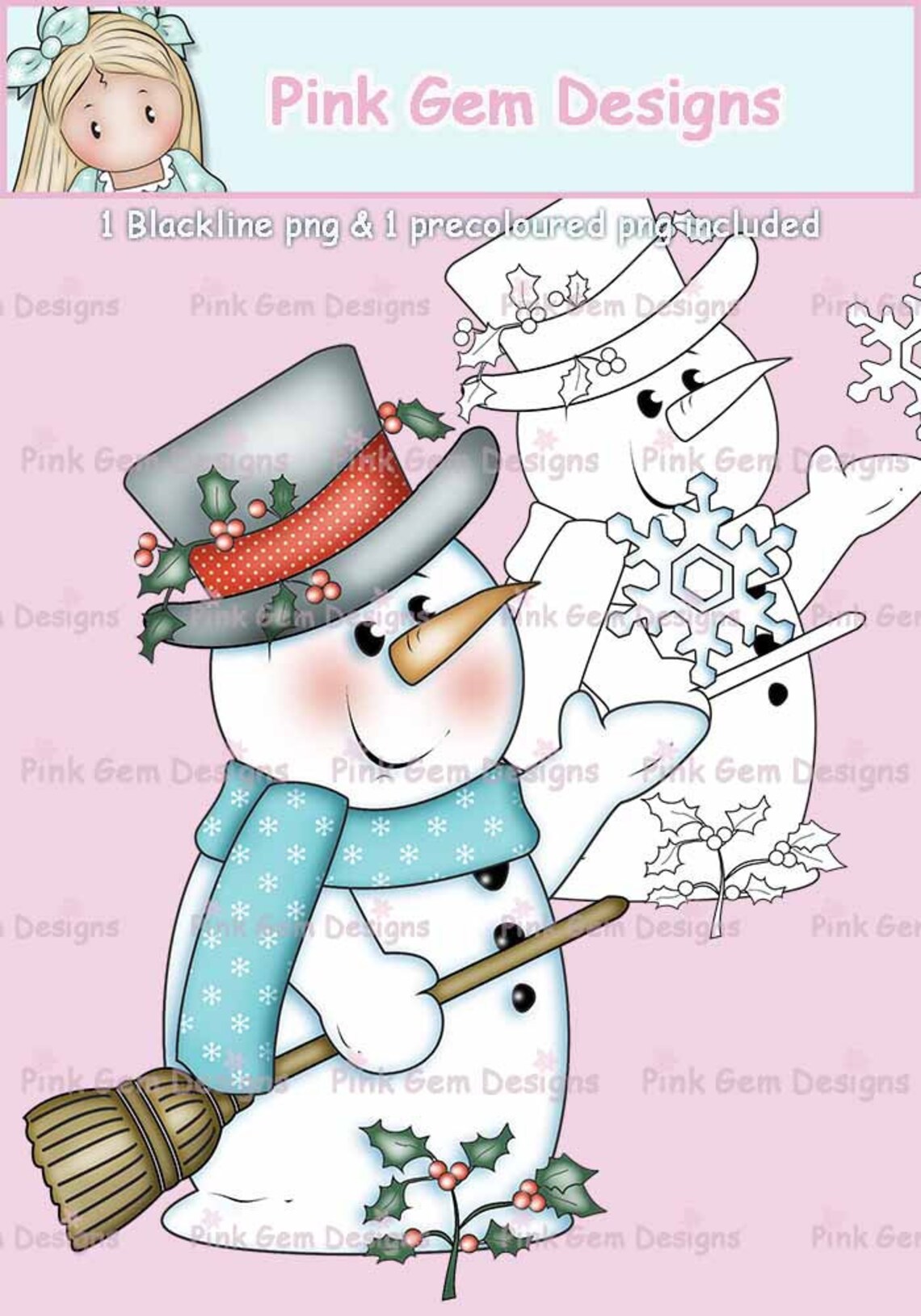 Digi Stamp 'chilly and Snowflake' Snowman. Card - Etsy