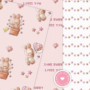Bunnies & Rainbows 16 Digital Papers, Small Commercial Use ...