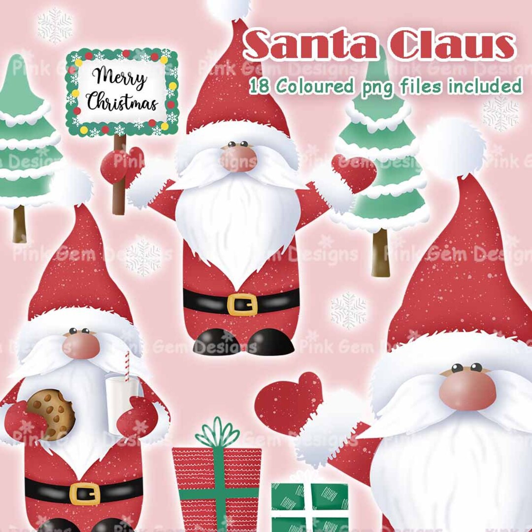Santa Claus Clipart Set Coloured Digital Images 19 Coloured - Etsy