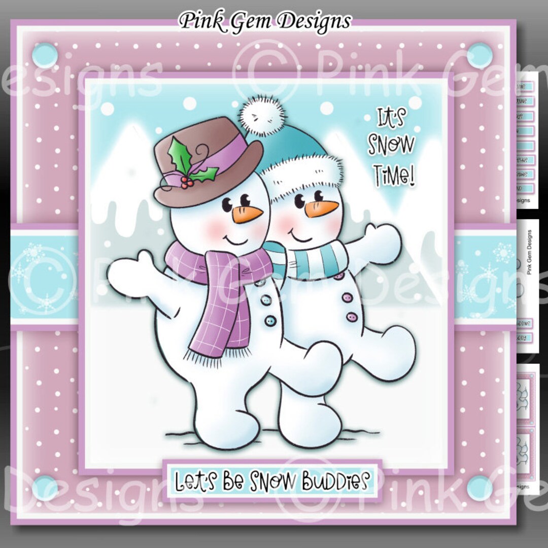 Downloadable Card Kit, Snowmen Buddies Snow Time Decoupage, Penguin ...