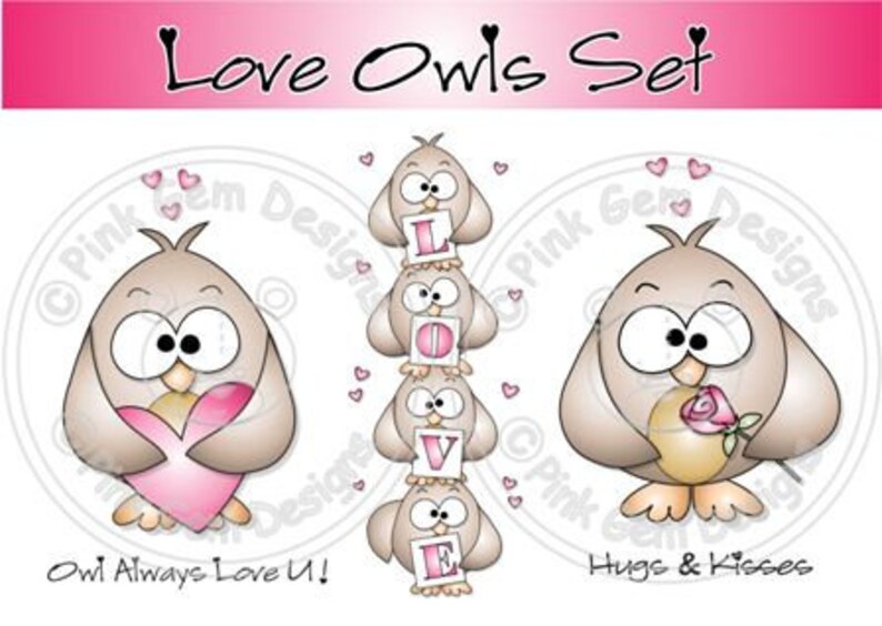 Digital digi Stamp Love Owls Set | Etsy