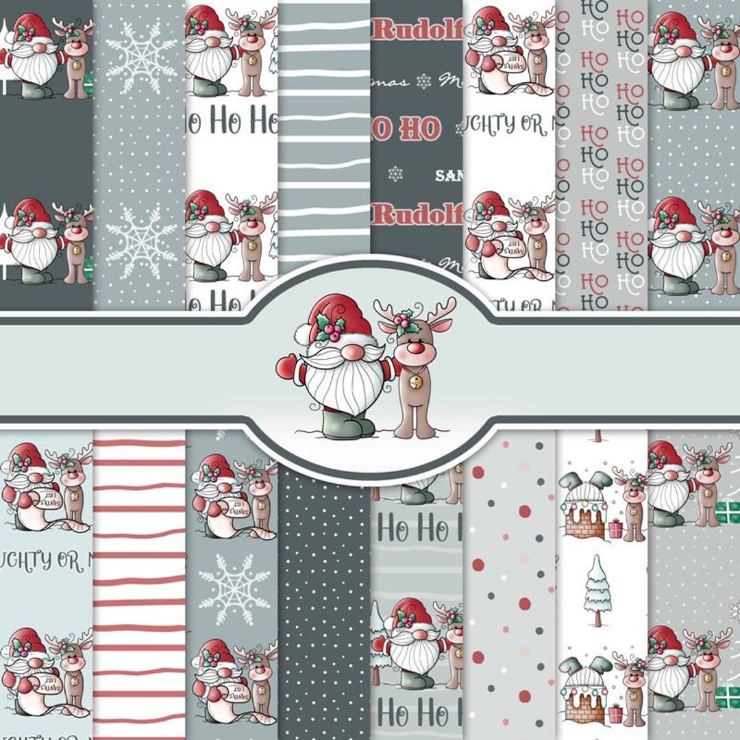 Digital Papers, Christmas Santa Gnome, 16 Digital Papers, Naughty or ...