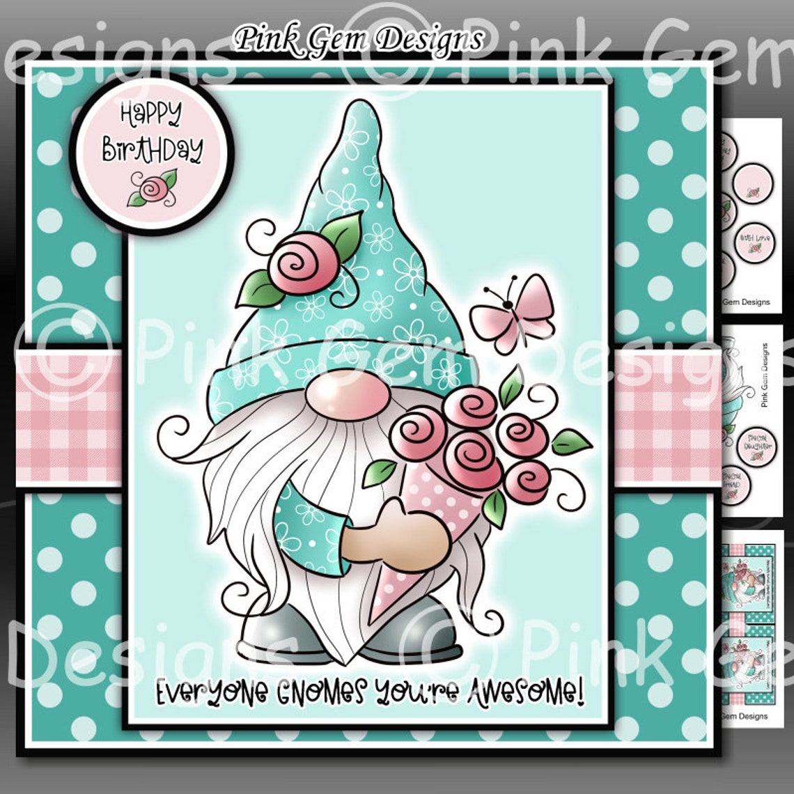 Birthday Gnome Downloadable Card Kit With Decoupage Matching - Etsy