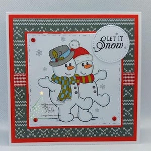 Digi Stamp Snowmen 'snow Buddies', 1 Pre Coloured & 1 Black Line Art ...