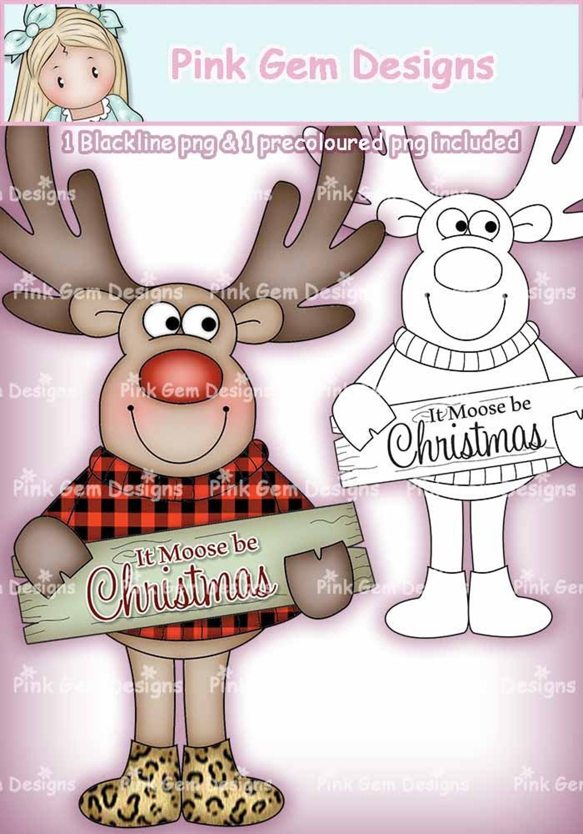 Digi Stamp It Moose Be Christmasmoosechristmascard | Etsy