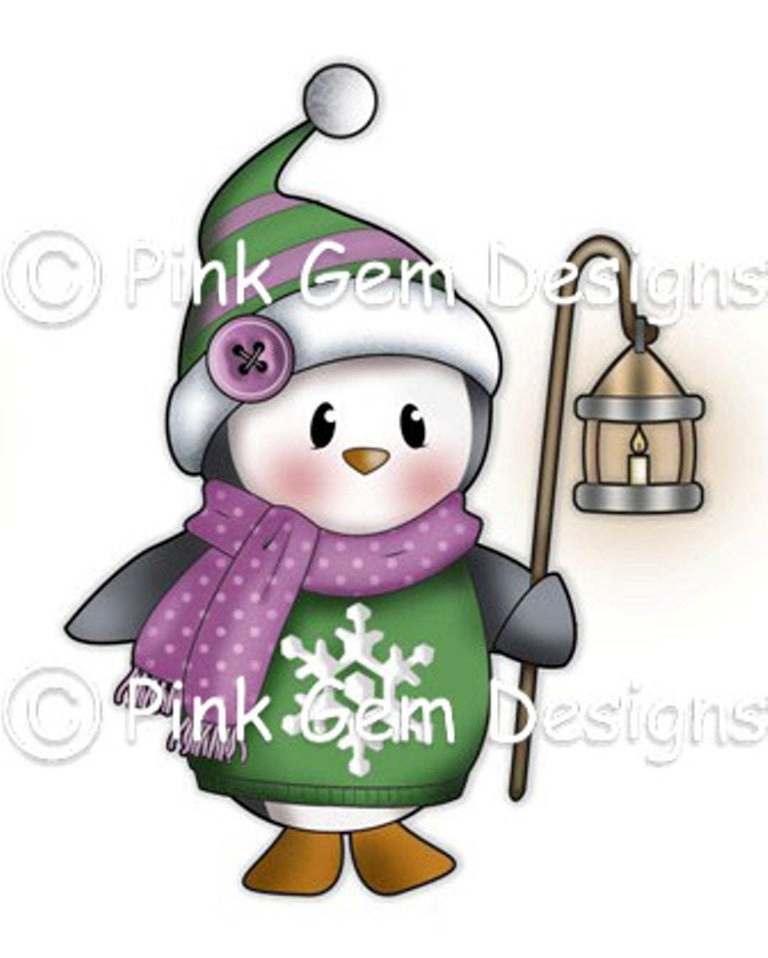 Digi Stamp 'penguin With Lantern' . Makes Cute - Etsy