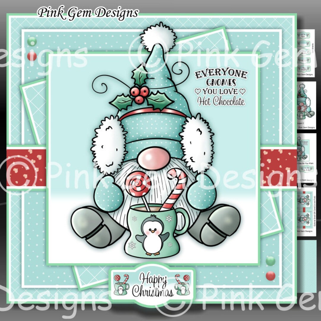 Hot Chocolate Gnome Downloadable Card Kit With Decoupage, Elf, Card ...