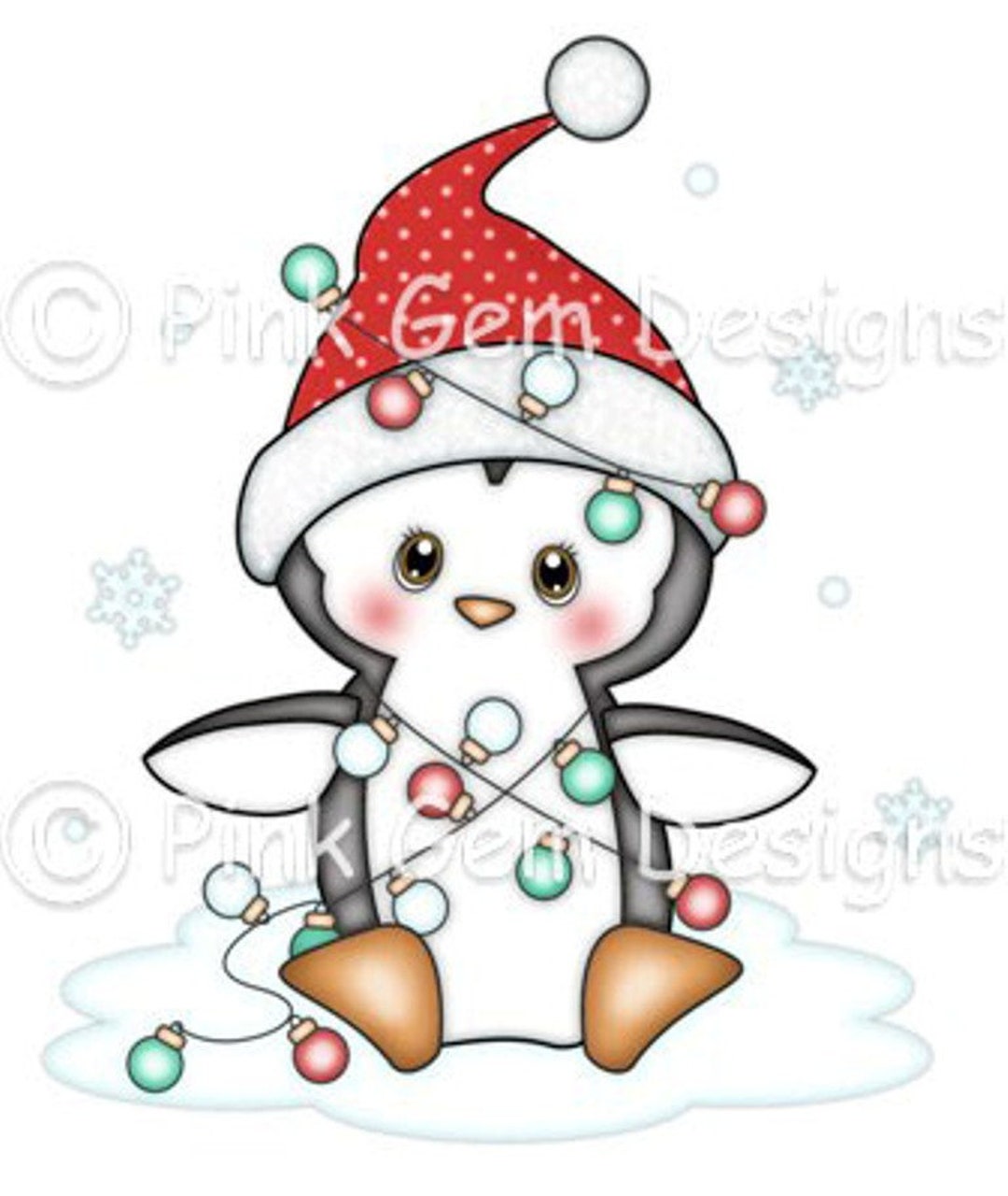 Digi Stamp 'penguin With Christmas Lights' . Makes Cute Christmas Cards ...