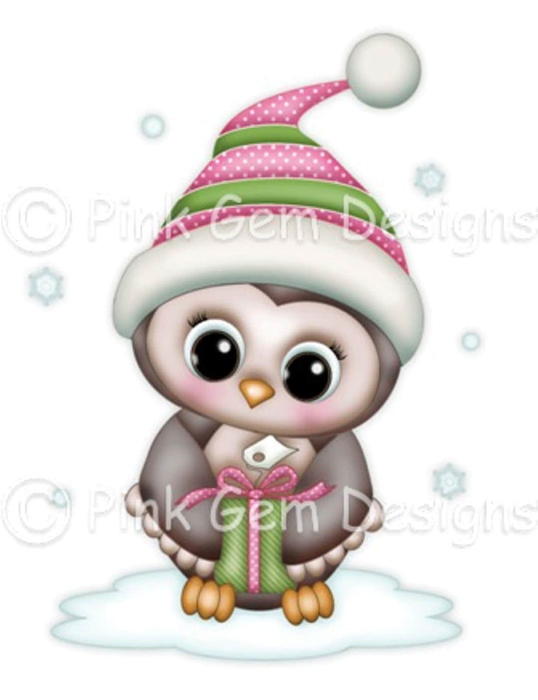 Digi Stamp 'olivia Owl With Gift' Christmas Owl. Makes Cute Christmas ...