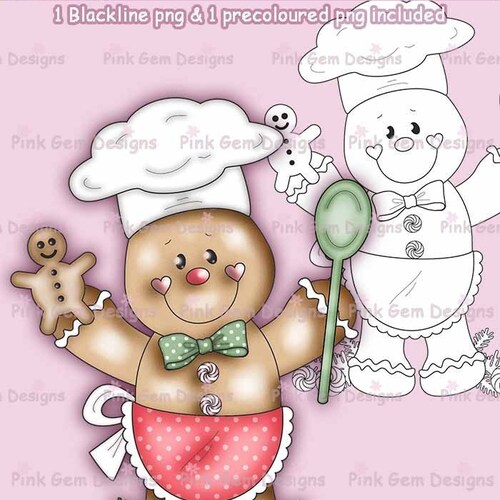 Digi Stamp 'baking Ginger' Gingerbread Man. 1 Black - Etsy