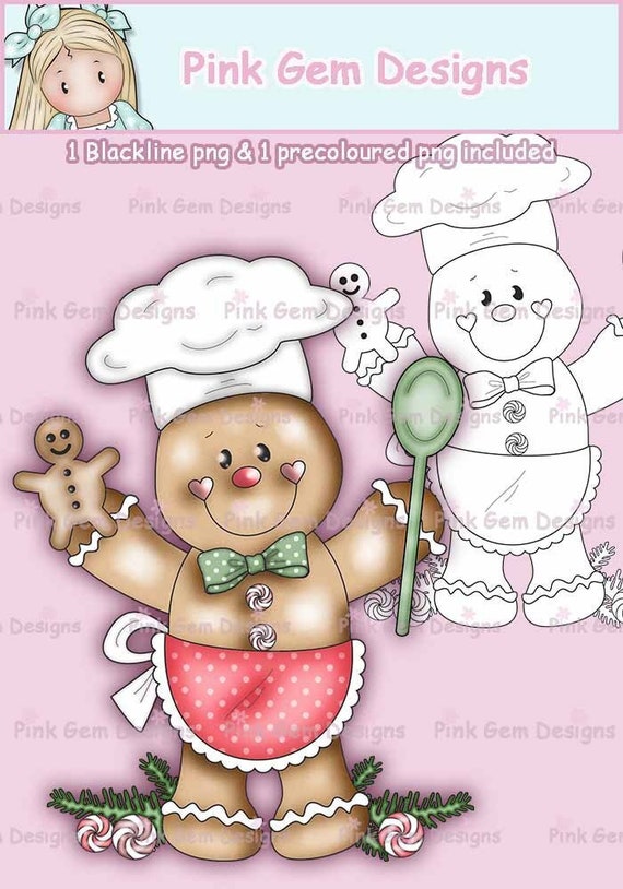Digi Stamp 'baking Ginger' Gingerbread Man. 1 Black - Etsy