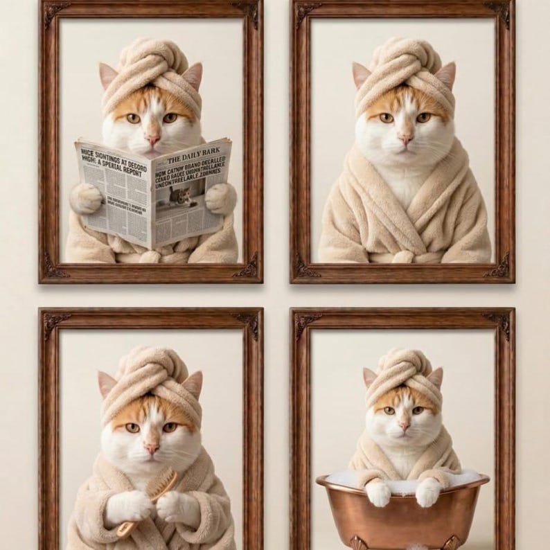 Cat Potrait Frame,customized Bathroom Wall,printable, Funny and ...
