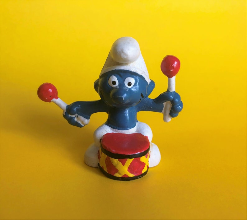 Smurf Playing Drums Vintage PVC Toy Cake Topper Figurine - Etsy