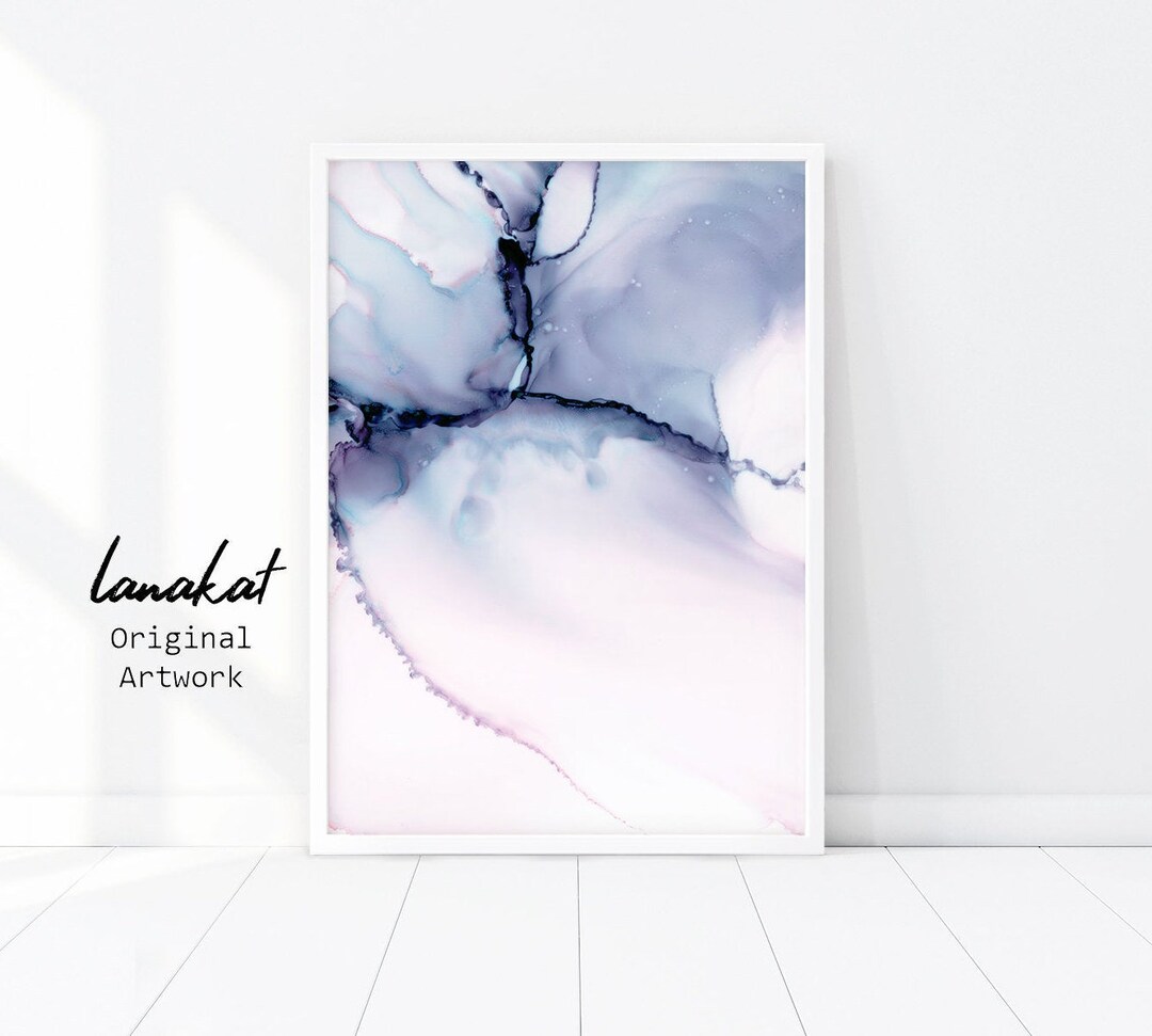 Abstract Ink Art Print. Alcohol Ink No.1 Navy Blue. Marble Watercolor ...