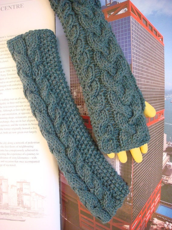 Cable Knit Fingerless Gloves Long Hand Knitted Gloves Arm | Etsy