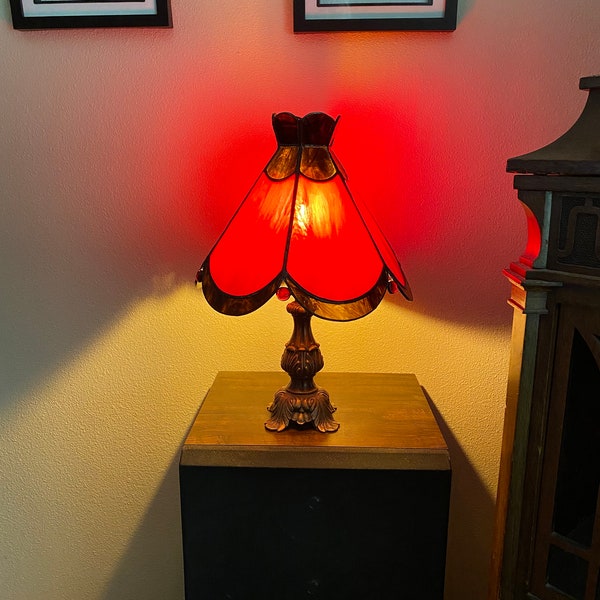 Red Glass Lamp - Etsy