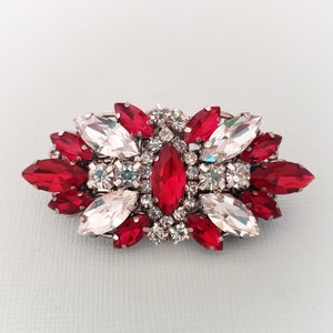 Bridal Ruby Red Hair Barrette, Red Rhinestone Hair Clip ,silver Vintage ...