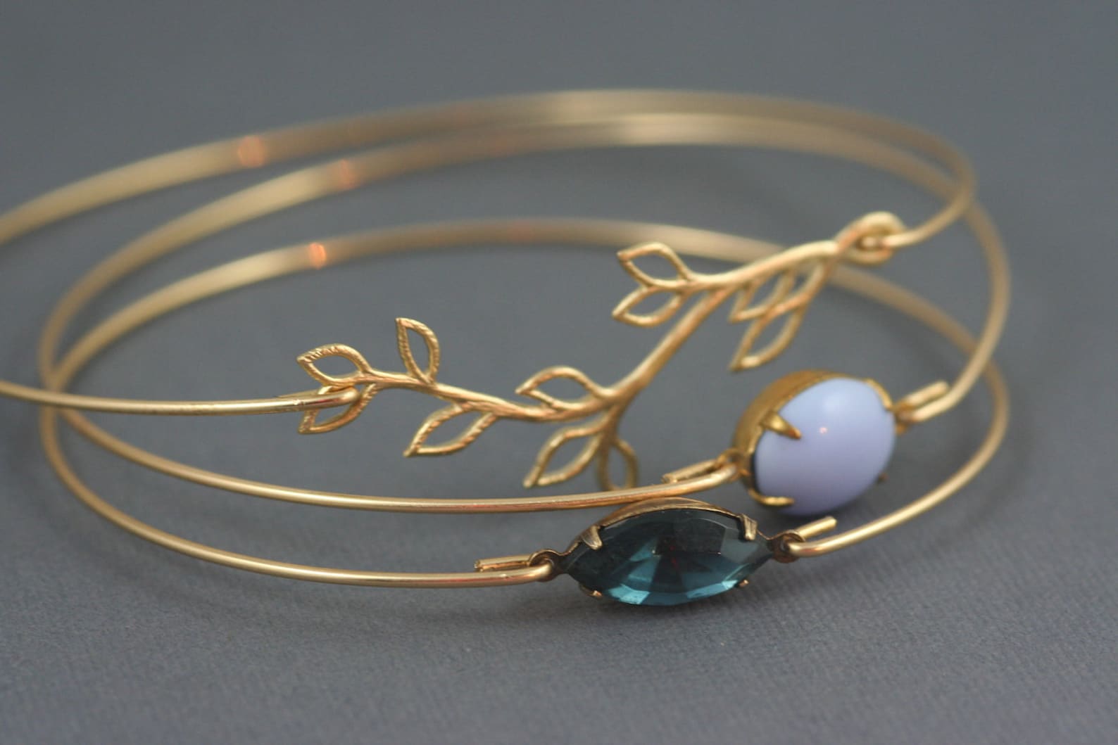 Olive Branch Bangle Lilac Purple Stone Gold Bangle Bracelet - Etsy