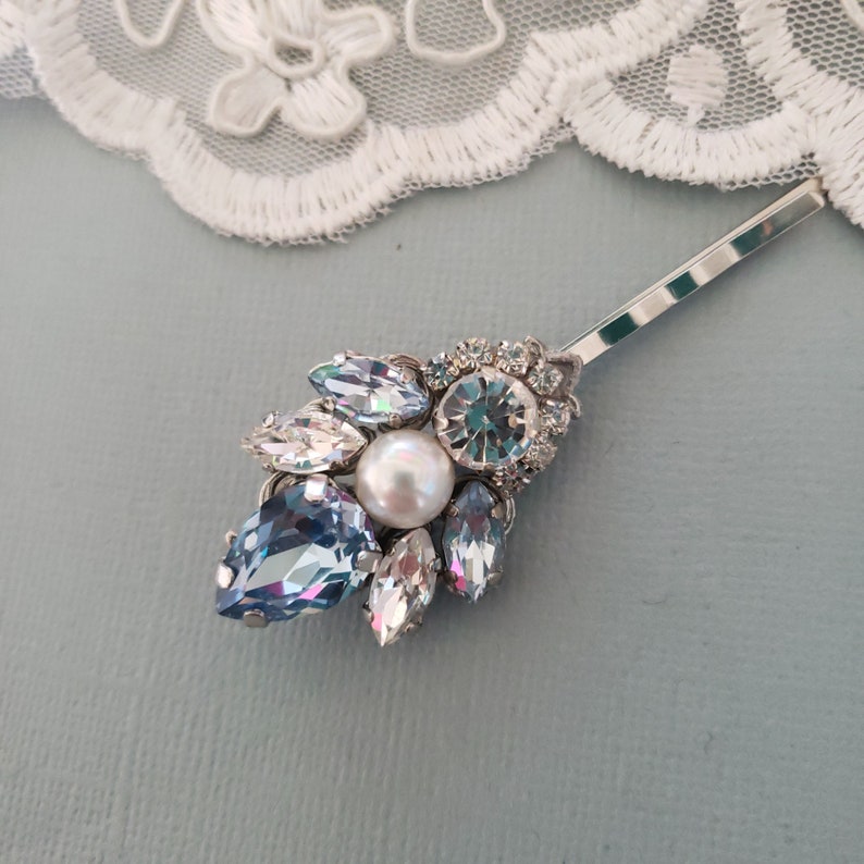 Light Sapphire Blue Swarovski Crystal Hair Pin. Vintage Dusty | Etsy