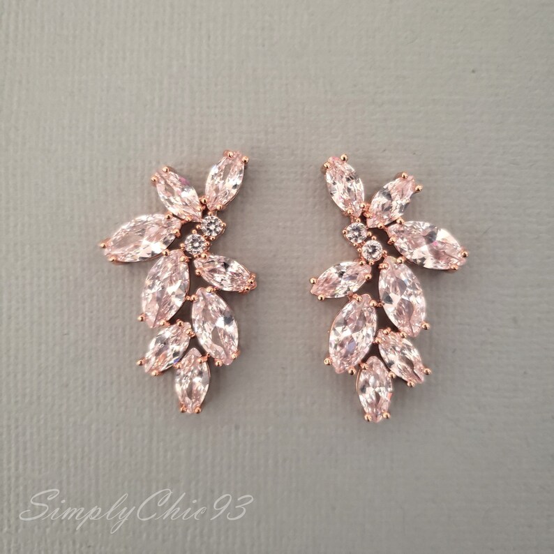 CRYSTALS CLUSTER STUDS Zircon Leaves Earrings Statement - Etsy