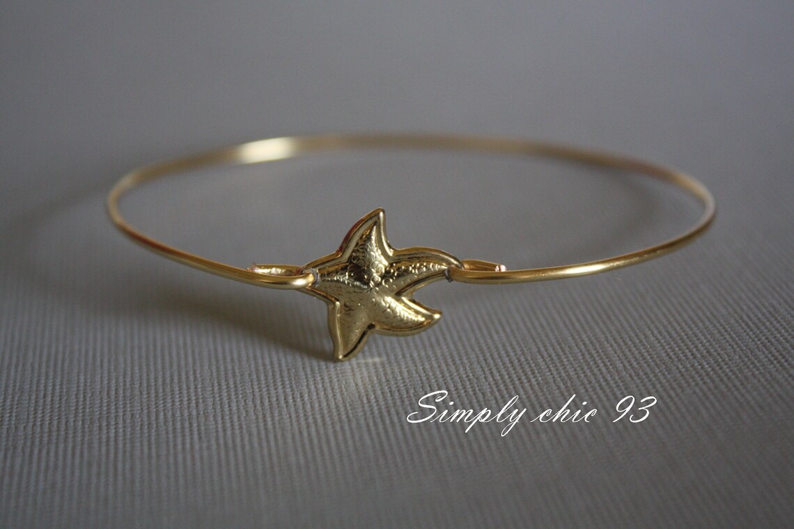 Starfish Gold Bangle Bracelet Nautical Jewelry | Etsy