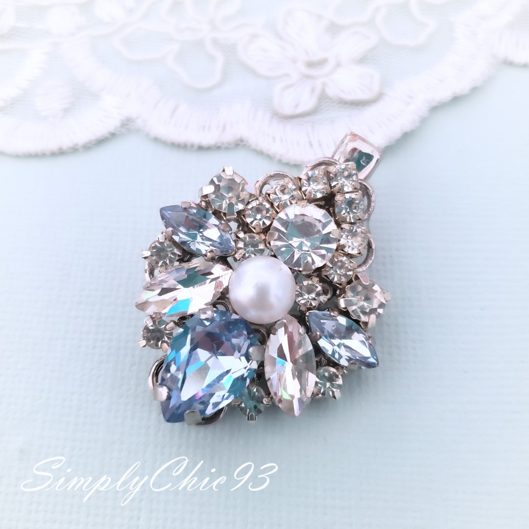 Light Sapphire Blue Swarovski Crystal Hair Pin. Dusty Blue Hair Clip ...
