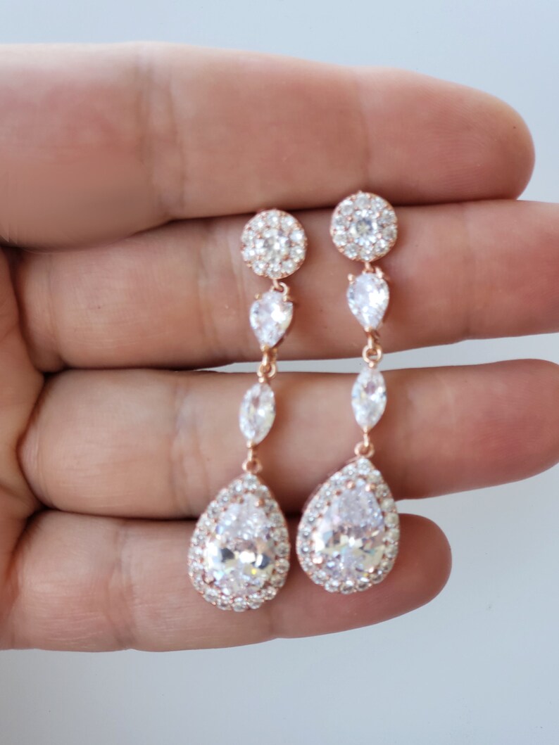 Rose Gold Back Drop Zircon Bridal Necklace Leaves Necklace | Etsy