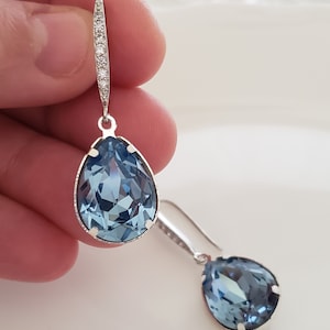 Sky Blue Crystal Necklace. Something Blue Bridal Gift,blue Drop Pendant ...
