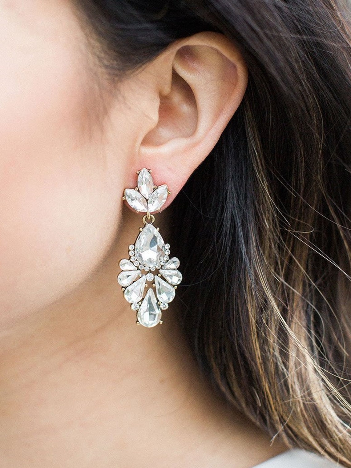 Sapphire Light Blue Statement Earrings-large Crystal - Etsy