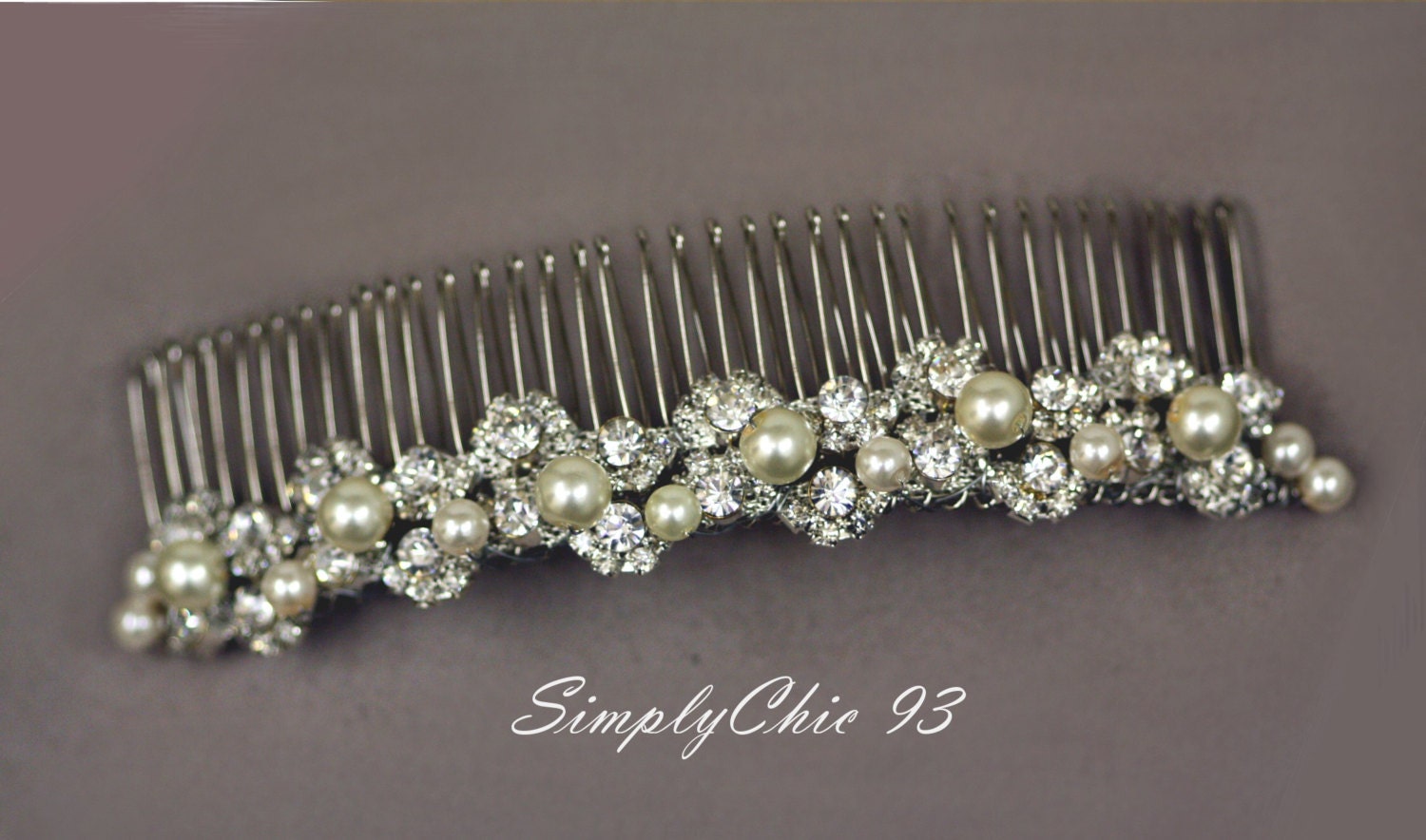 6 Inches Long Veil Comb Long Comb Pearl Cluster Wedding - Etsy