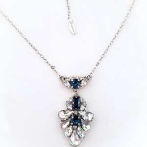 Deep Blue Statement Bridal Earrings, Swarovski Crystal Chandelier ...