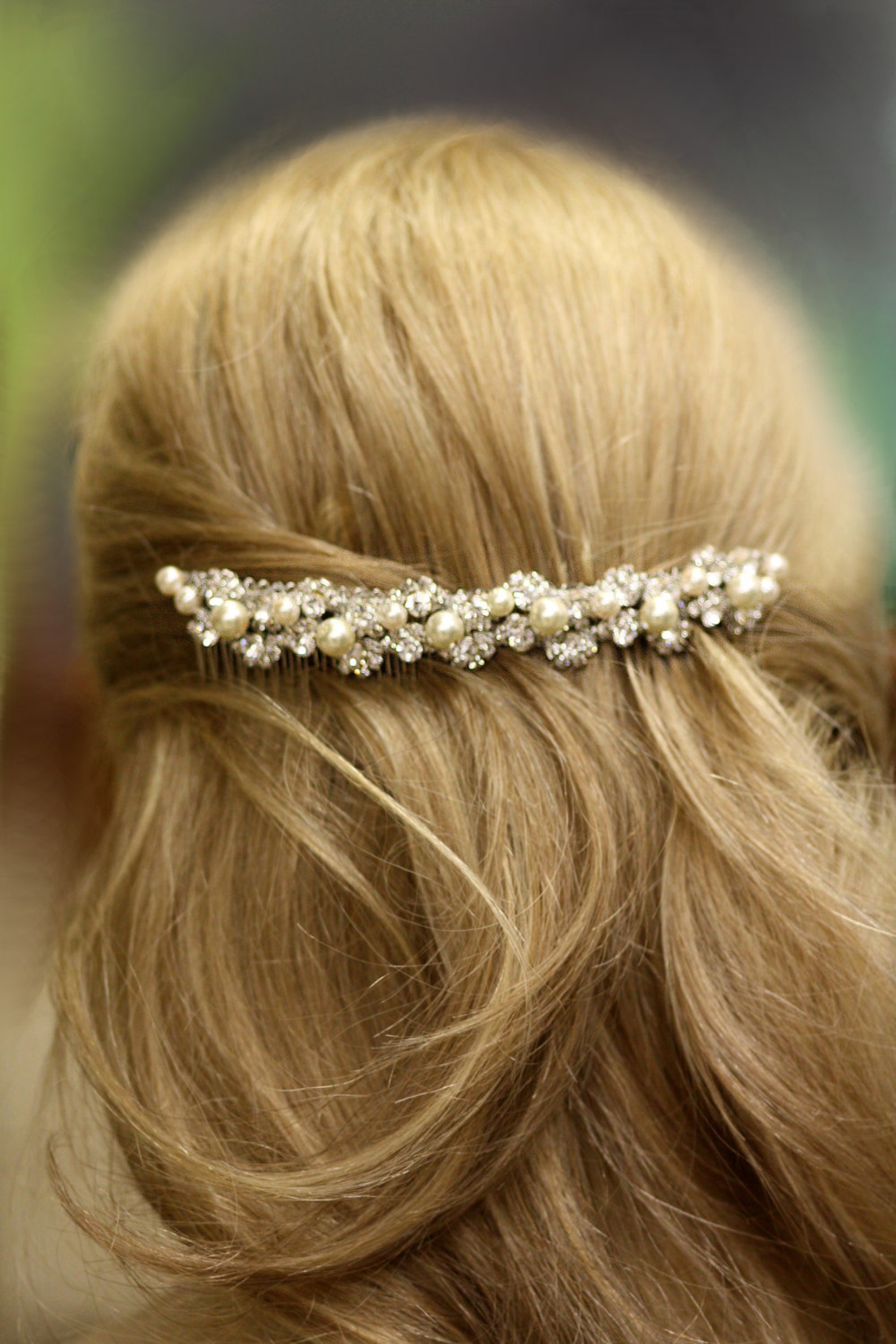 6 Inches Long Veil Comb Long Comb Pearl Cluster Wedding - Etsy